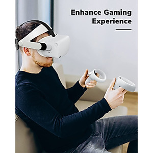 LUMYSPACE VR Accessory Set Compatible with Quest 2 Accessories Protective Cover, Adjustable Head Strap, Controller Grip Cover, Silicone Face Cover, VR Shell Cover(White)