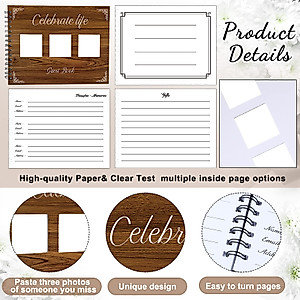 Kathfly Funeral Guest Books with Picture Pocket for Memorial Service Celebration of Life Memory Book for Funeral for Address Name, 48 Pages/ 96 Sheets, 11 x 8.5 Inch(Wood Grain)