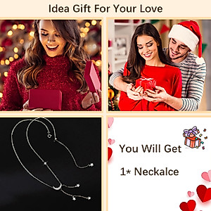 Long tiantian Star Necklace for Women Dainty Gold Necklace Gold Plated Star Choker Necklace Moon Star Jewelry Necklace Aesthetic Christmas Stocking Stuffers Birthday Jewelry