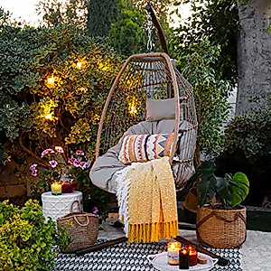 Barton Hanging Hammock Egg Chair Lounge Chair Soft Deep Cushion with Hammock Stand (Beige)