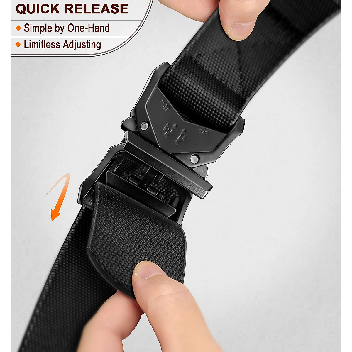 BULLIANT Men's Tactical Belt Military Rigger Elastic Nylon Belt fo Gift Men Work Heavy Duty 1.5",QUICK RELEASE(Black,30"-34" Waist Adjustable)