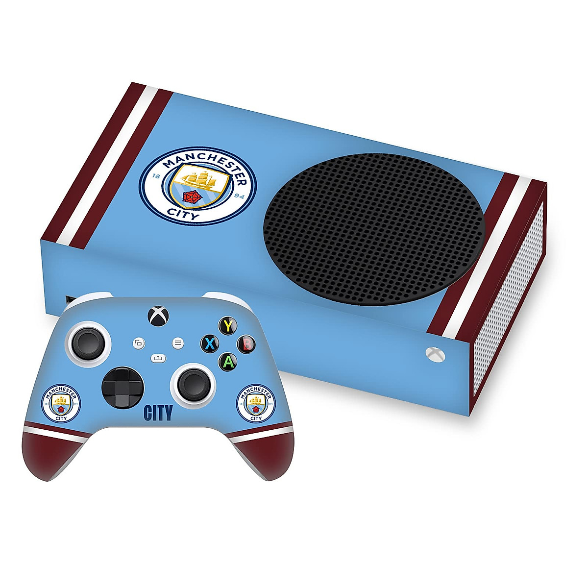 Head Case Designs Officially Licensed Manchester City Man City FC 2022/23 Home Kit Logo Art Vinyl Sticker Gaming Skin Decal Cover Compatible With Xbox Series S Console and Controller Bundle