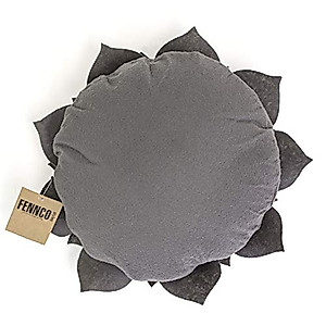 Fennco Styles Handmade 3D Heart-Shaped Petals Flower Decorative Throw Pillow Cover 13" Round - Slate Floral Pillow Case for Couch, Home Décor and Holiday, Housewarming Gift