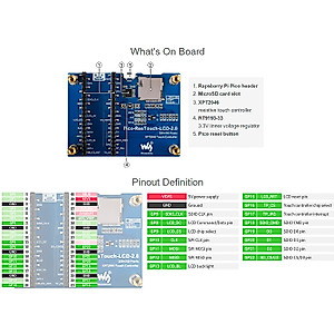 waveshare 2.8inch Resistive Touch Display Module for Raspberry Pi Pico, 320×240 Pixels IPS LCD Screen,Touch Controller XPT2046, SPI Interface, 262K Display Color