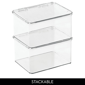 iDesign Recycled Plastic Pantry and Kitchen Storage, Freezer and Fridge Organizer Lidded Bin – 6.75” x 5.75” x 3.75”, Clear