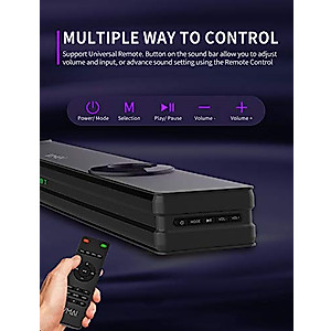 Sound Bar, Sound Bar with Dual Built-in Subwoofer, 38 Inch 2.1 Sound Bar for TV, 90W Wired & Wireless Bluetooth 5.0, HDMI/Optical/Aux/USB, Wall Mountable, Surround Sound System for Home Theater 2023