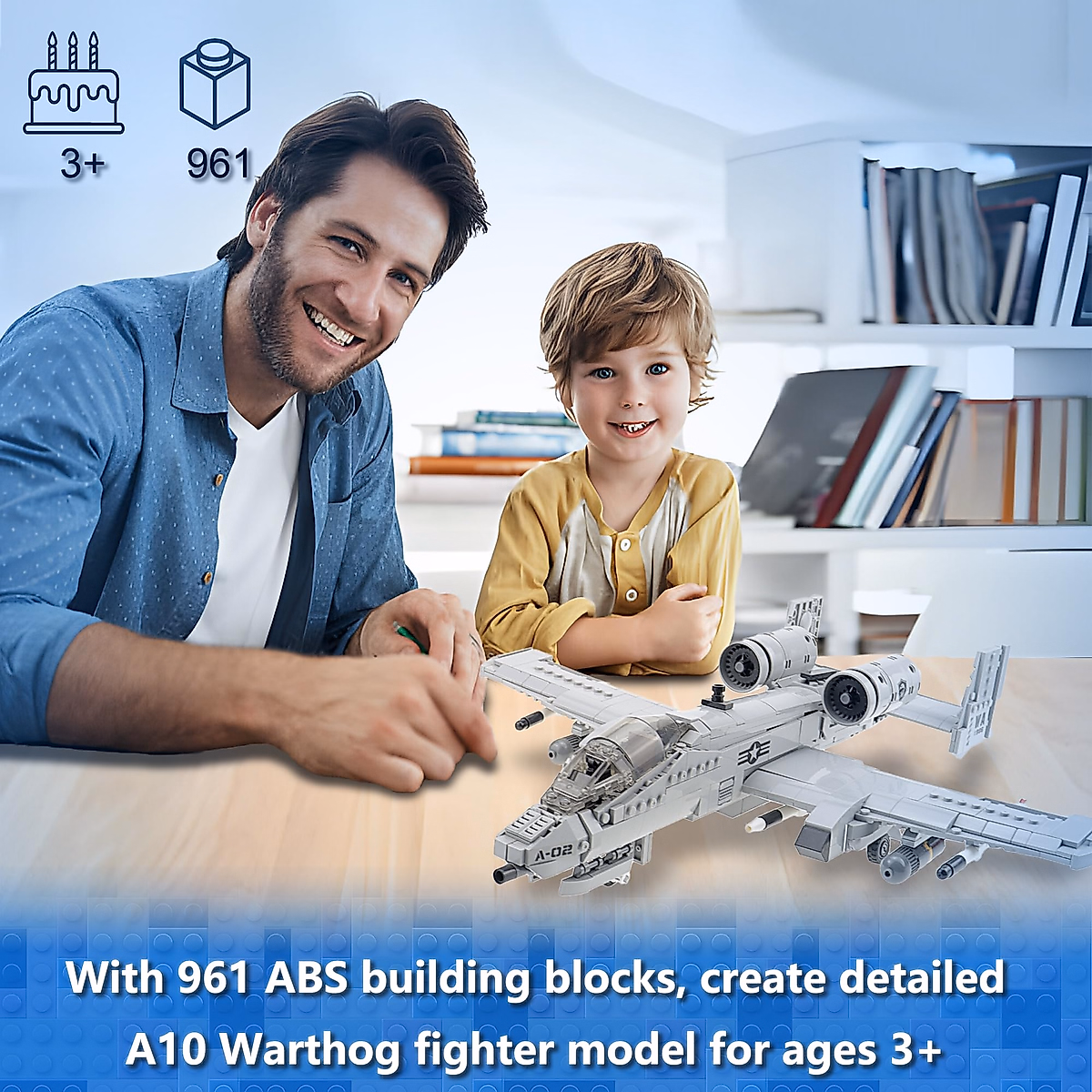 MEOA A10 Warthog Plane Building Toys 961PCS WW2 Fighter Jet Building Blocks Set Air Force Airplane Model Kits Bricks Toy Gifts for Teens and Adults