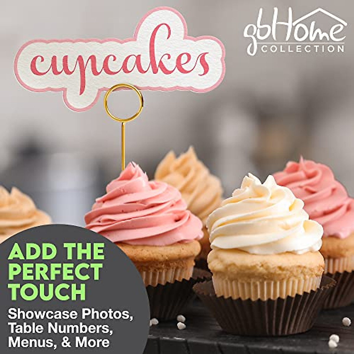 Gray Bunny 12 Pieces Gold Table Number Holders 12 Inches Tall Metal Place Card Holders for Photos, Food Signs, Memo Notes, Weddings, Restaurants, Birthdays