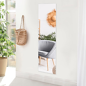 SUPER DEAL Wall Mirror Full Length, 14'' x 14'' x 4PCS Frameless Glass Full Body Mirror Tiles for Bedroom Door Home Gym