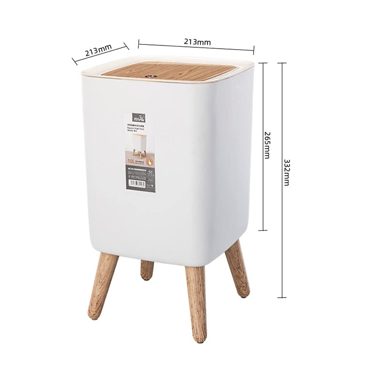TOPBATHY Wood Grain Trash Can Press-Type Rubbish Can Household Garbage Bin Bedroom Trash Can Waste Paper Basket Plastic Waste Bin Convenient Trash Can Trash Cans for Kitchen Home Supplies