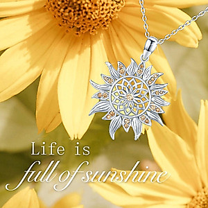 AOVEAO Sunflower Necklace S925 Sterling Silver Sunflower Jewelry Sunflower Pendant Summer Jewelry For Women