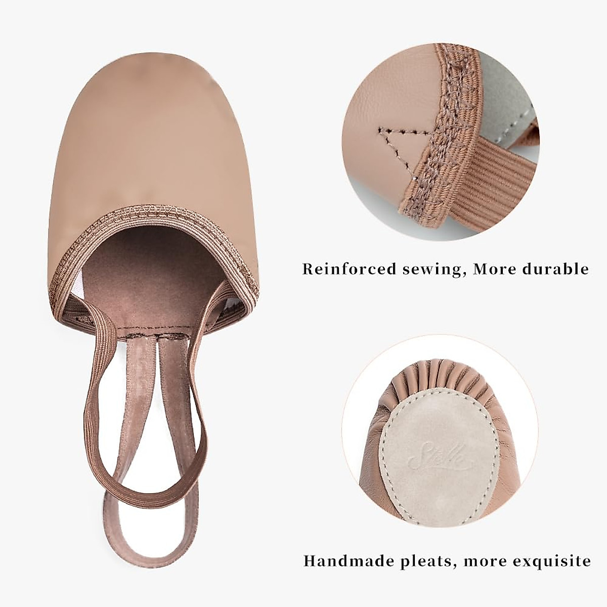 Stelle Leather Half Soles Dance Shoes Womens Lyrical Pirouette Turners Dance Shoes for Turning (Girls/Boys/Men/Adult) (Tan, 6/7)