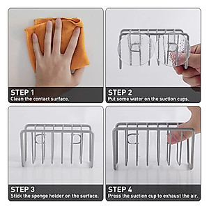 YYPDC Sponge Holder for Kitchen Sink;Suction Cup Sponge Rack Kitchen Sink;Quick Drying Open Wire Basket Design with Strong Suction Cups;Soap Holder for Shower Wall No Drilling（Black）