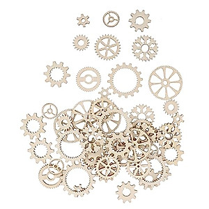 Gadpiparty 50pcs Gear Cutouts Nativity Craft Mini Jigsaw Unfinished Wood Gear Mini Gear Cut Outs Brain Teaser Puzzles Gear Ornaments Unfinished Wood Cutouts Child Wood Trim Wooden Blank