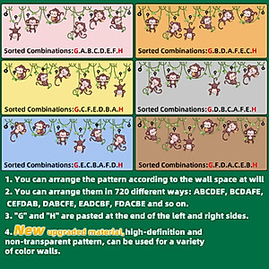 Suplanet Monkey Wall Stickers Jungle Wall Decor Safari Wall Decals for Kids Baby Boys Room Nursery Wall Decor Home Decoration for Bedroom Playroom