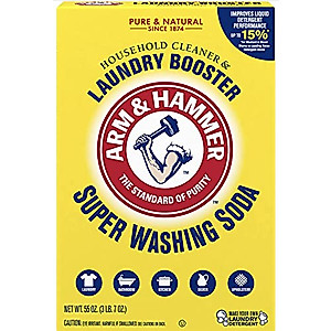 Arm & Hammer Natural Detergent Booster and freshener Super Washing Soda Detergent Booster & Household Cleaner, 55 oz
