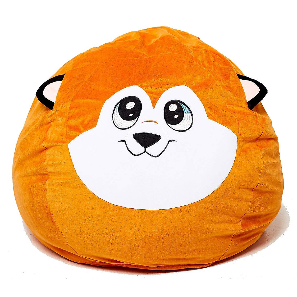 Roomganize Extra Large Animal Bean Bag Chair Cover and Soft Toy and Linen Storage Organizer for Room Decor (Fox)