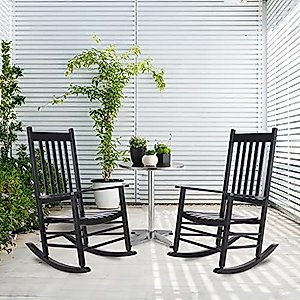 MAMIZO Wooden Rocking Chair Outdoor with High Back,Rocking Chair Indoor Oversized Easy to Assemble for Garden,Lawn,Balcony,Backyard,Porch,Wooden Rocking Chair Set of 2,Porch Rocker 2PCS