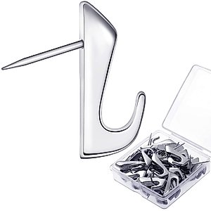 30 Pieces 20 Lbs Pin Hooks Push Pin Hangers Metal Push Pin Hooks Picture Hanging Nails for Home Office Wooden or Fabric Wall, 30 Pcs