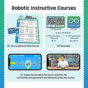 makerzoid Robot Master, 100 in 1 STEM Coding Robot for Kids 6+, 23 Video Courses in APP, Remote & APP Control Robot Toys, Robotics Kit, Programmable Educational Toy, Birthday Gift (Standard)
