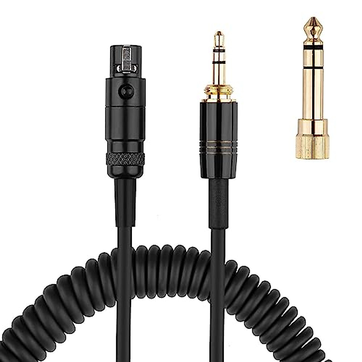 Alitutumao Q701 Cable, Replacement Spring Coiled Audio Cable Cord Compatible with AKG K240, K240S, K240MK II, K702, K141, K171, K181, K271, MKII, M220, Pioneer HDJ-2000 Headphones with 6.35mm Adapter
