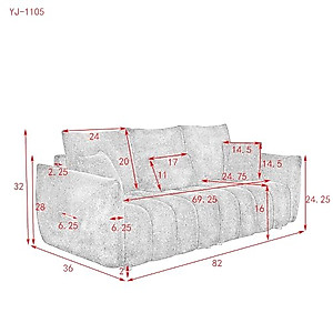 Deep Seat Teddy Fleece Loveseat Sofa with Wood Frame, 3 Seater Oversized Cloud Couch,Minimalist Style Boucle Upholstered Modular Sectional Sofa&Couches for Living Room Office