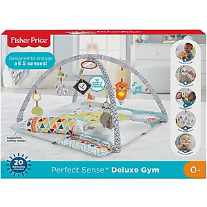 Fisher-Price Baby Playmat Perfect Sense Deluxe Gym Extra Large With Lights Music And 6 Moveable Sensory Toys