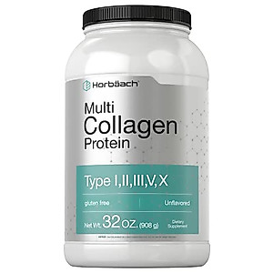 Multi Collagen Protein Powder 32 oz | Type I, II, III, V, X | Hydrolyzed Collagen Peptides | Keto & Paleo Friendly | Unflavored & Gluten Free | by Horbaach