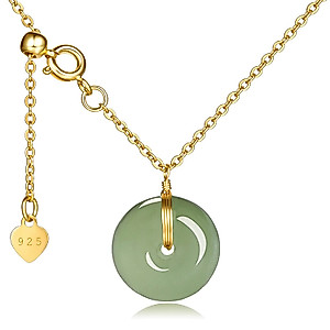 LIKEYO Jade Necklace - Jade Necklaces for Women, Natural Hetian Jade Pendants for Women, Green jade necklace, 925 Sterling Silver Gold Jade Jewelry for Women