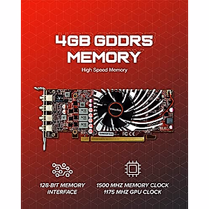 VisionTek Radeon RX 550 4GB GDDR5 4M 4K Graphics Card, 4 Mini DisplayPort, 7.1 Surround Sound, PCI Express, Low-Profile GPU, ATX & SFF (901507)
