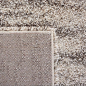 SAFAVIEH Hudson Shag Collection Area Rug - 7' Square, Ivory & Grey, Modern Design, Non-Shedding & Easy Care, 2-inch Thick Ideal for High Traffic Areas in Living Room, Bedroom (SGH206A)