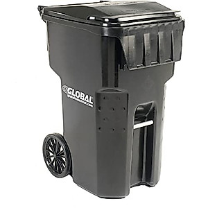 Global Industrial Mobile Heavy Duty Trash Container, 95 Gallon, Black