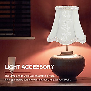 Uonlytech Table Lamp Shade Floor Lamp Pendant Light Shade, 1Pc Clip Bulb Lace Lampshade Cloth Lamp Shades for Table Lamps Wall Scones Floor Lamp Floral Lamp Shade White Chandelier