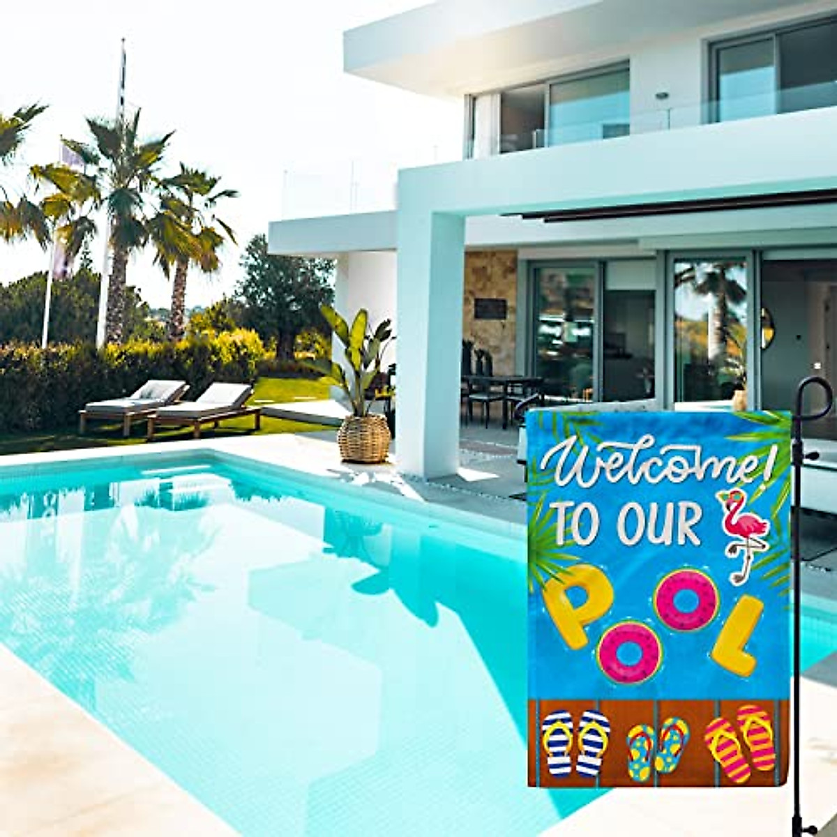 Hollyhorse Welcome to Our Pool Summer Garden Flag, Pool Flag for Outdoor Decorations 12x18 Inch Double Sided