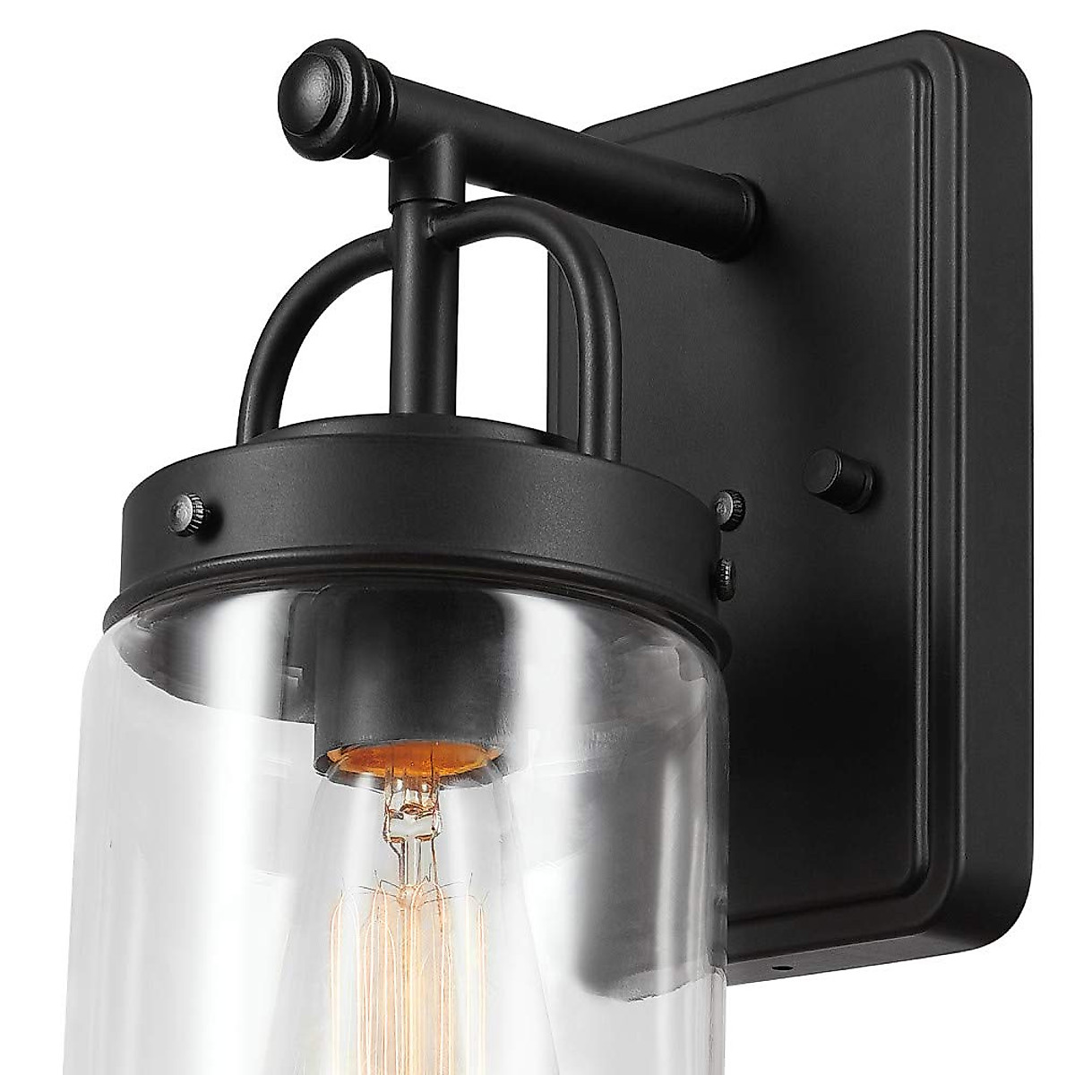 Boyd 1-Light Outdoor Indoor Wall Sconce, Black, Clear Glass Shade,44362