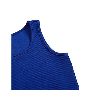 Verdusa Girl's 2 Piece Tracksuit Sets Workout Crop Tank Top and Short Sets Blue 11-12Y