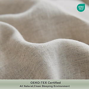 TOSMO 100% Linen Duvet Cover Set with Button Closure, 3 Pieces (1 Duvet Cover with 2 Pillowcases), Soft Breathable Durable Farmhouse Bedding - Queen, Natural Linen