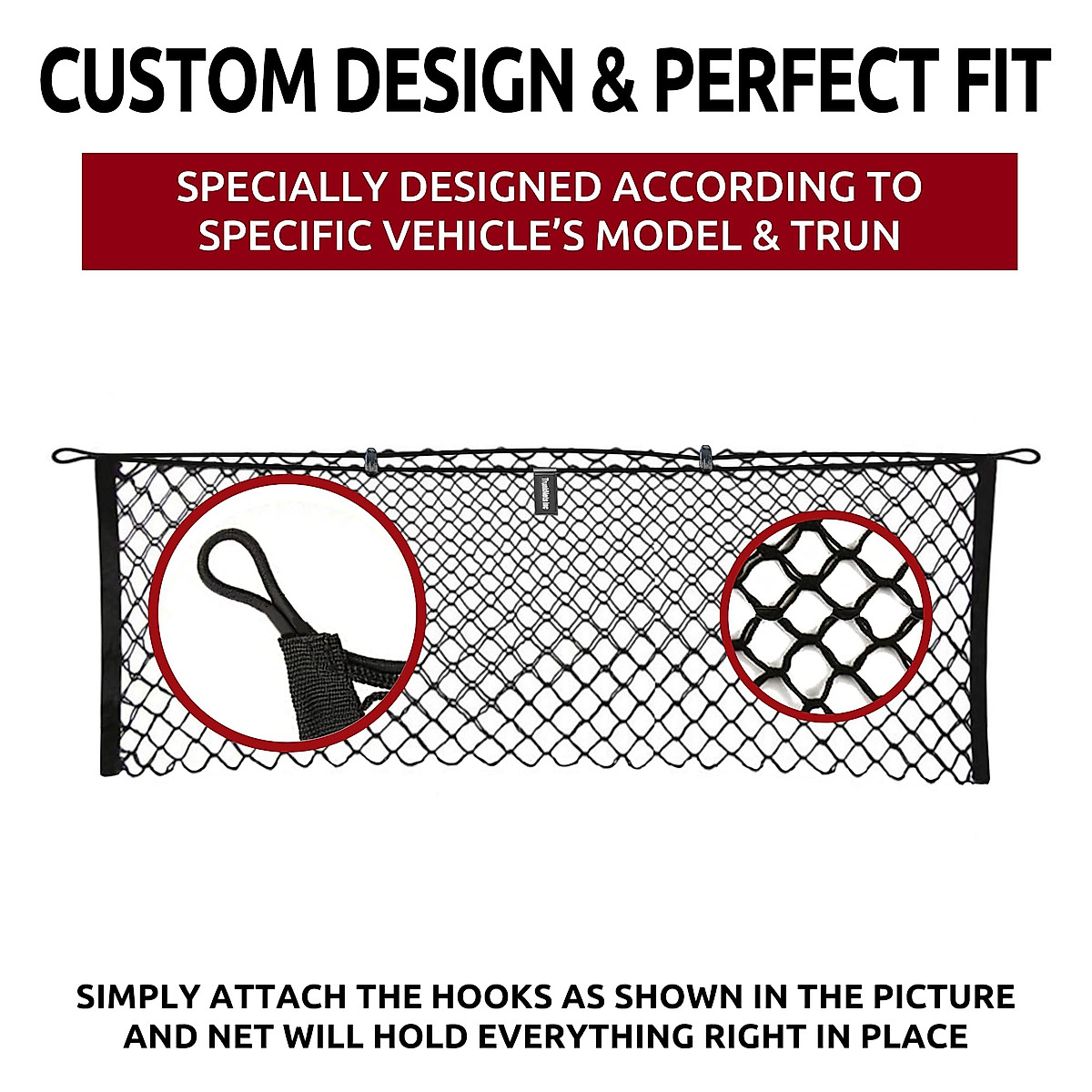 Envelope Style Automotive Elastic Trunk Mesh Cargo Net for Volvo S60 B5-2019-2025 - Premium Trunk Organizer and Storage - Luggage Net for Sedan - Car Organizer for Volvo S60 T8