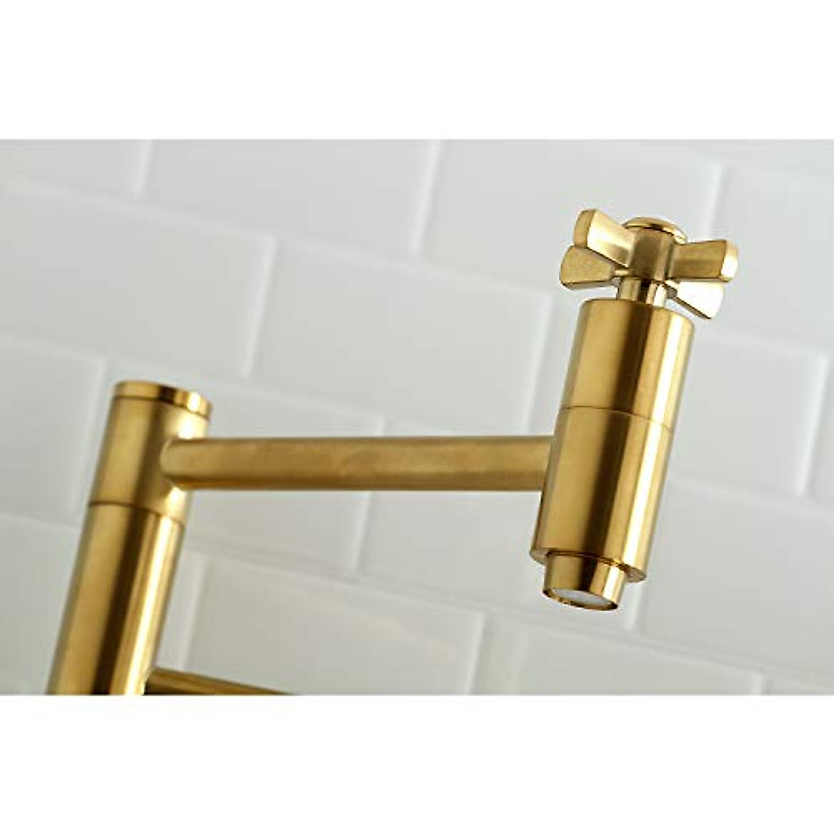Kingston Brass KS8107ZX Wall Mount Pot Filler Kitchen Faucet, Brushed Brass, 13 x 5.06 x 8