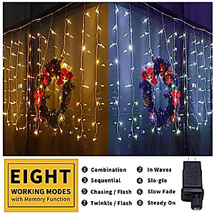 Ysdeal 400 LED Icicle Christmas Lights Outdoor, 32 Feet 50 Drops 8 Modes Window Curtain String Light Wedding Party Home Garden Bedroom Outdoor Indoor Wall Decorations (Worm White)