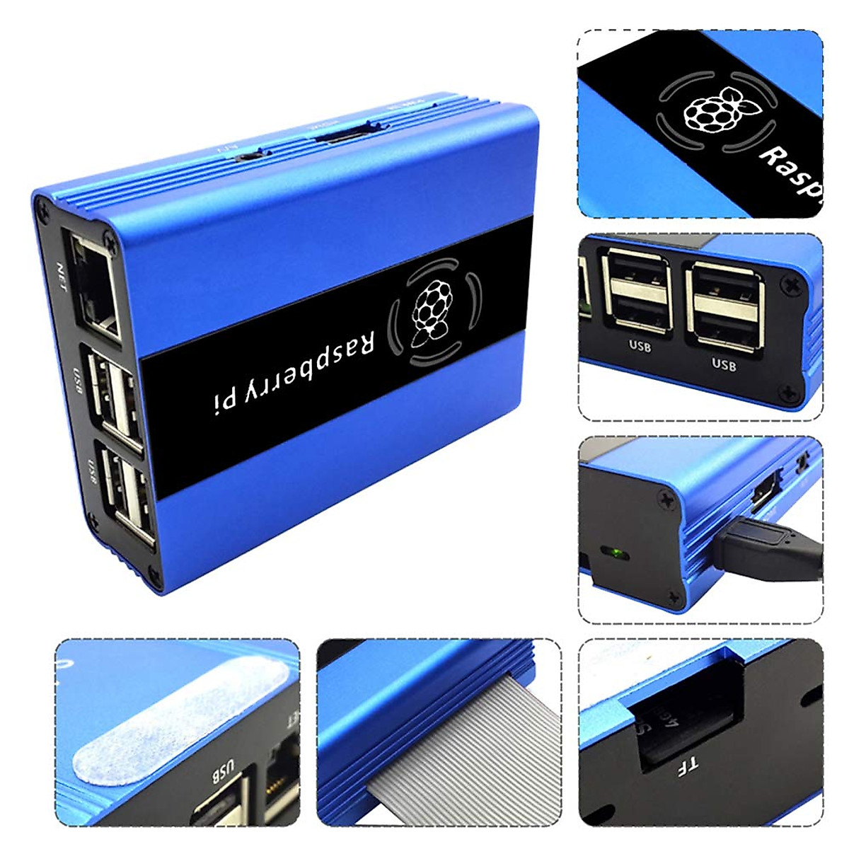 Premium Raspberry Pi Case Aluminum with Fan for Raspberry Pi 3B+/3/2B (Blue)