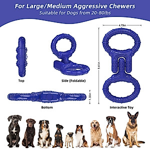 SUSSEXHOME Molar Teeth Indestructible Dog Chew Toy - Long Lasting Dog Chew Toys for Aggressive Chewers - Natural Rubber & Food-Grade Nylon - Deep Cleaning Teething Toy for Big Pets - Brown