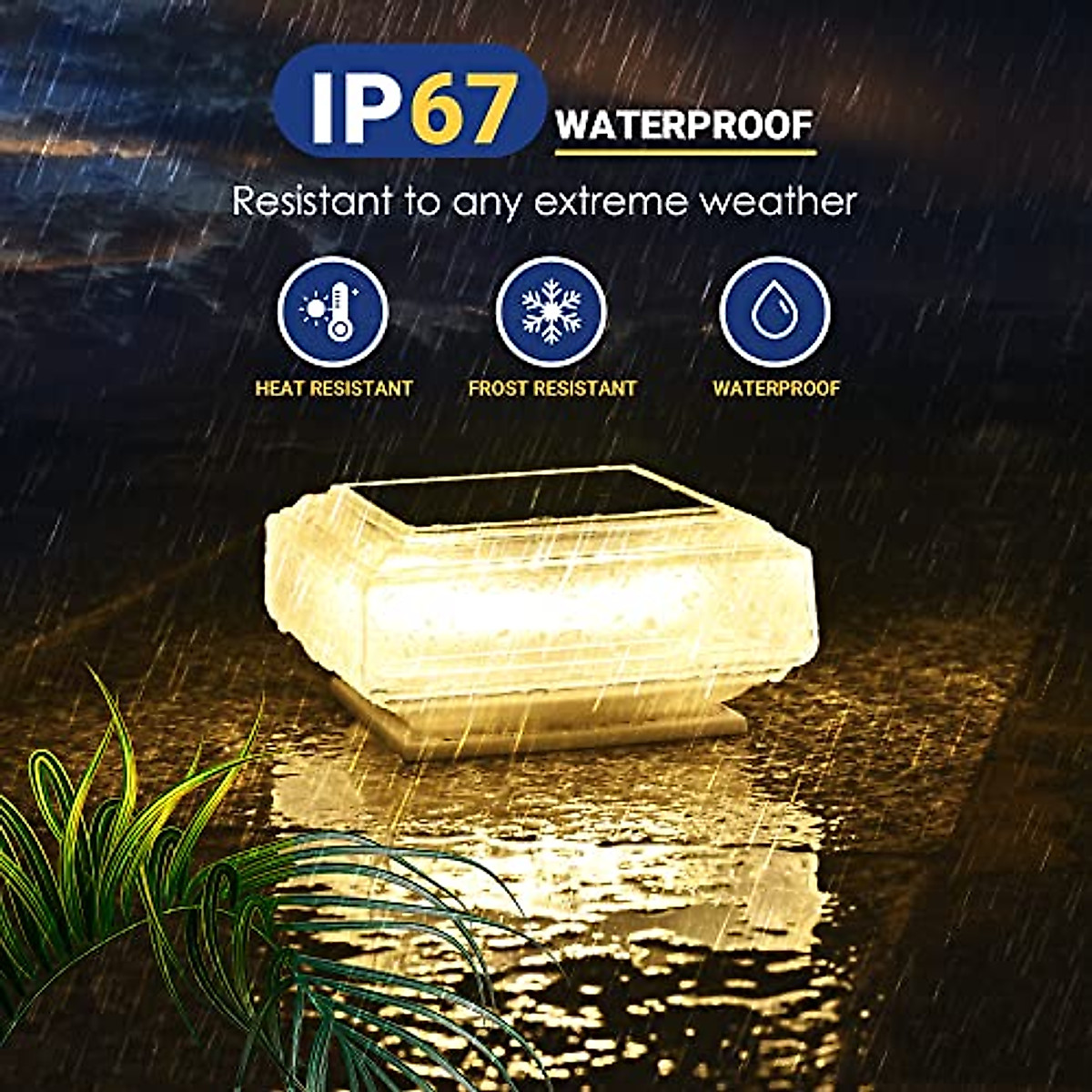 SOLPEX Outdoor Post Cap Lights - 35 Lumens, 30 LED Super Bright, Warm White, 2 Pack for Fence, Deck or Patio