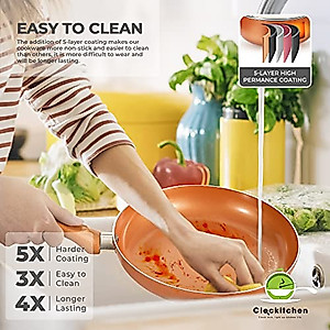 6-piece Non-stick Cookware Set Pots and Pans Set for Cooking - Ceramic Coating Saucepan, Stock Pot with Lid, Frying Pan, Copper