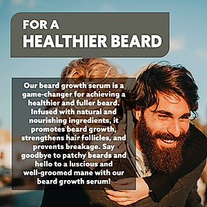 Crafted Beards Beard Growth Oil Serum - 1 fl Oz - Unscented - Helps Grow A Thicker Beard, Improves Beard Health, Fills in Thin and Patchy Spots - (1 Pack)