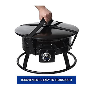 Flame King Smokeless Propane Fire Pit, 19-inch Portable Firebowl, 58K BTU with Self Igniter, Cover, & Carry Straps for RV, Camping, & Outdoor Living
