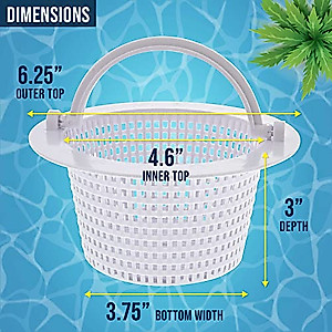 U.S. Pool Supply Above Ground Pool Thru-Wall Skimmer Baskets with Handles, 2 Pack - Swimming Pool Replacement Baskets - Standard Small Thru-Wall Size - Skim Remove Debris, Cleanout Leaves, Clean Pool