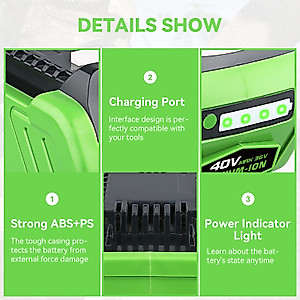 FERRYBOAT 6000mAh 40V Battery Replacement for GreenWorks 40V Battery 29462 Battery Compatible with Greenworks 29472 29462 G-MAX Power Tools 29252 20202 22262 25312 25322(1 Pack)