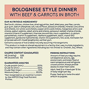 CANIDAE PURE Petite Grain Free Wet Dog Food For Small Breeds, Minced Bolognese Style Dinner with Beef and Carrots in Broth, (12) 3.5 oz