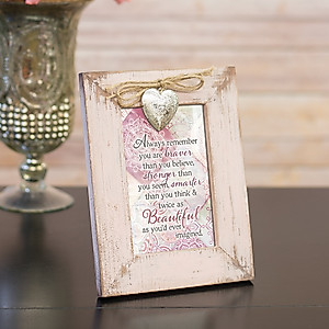 Cottage Garden Braver Stronger Beautiful Blush Pink Distressed Locket Easel Back Picture Frame
